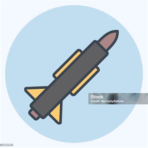 아이콘 미사일 군대 및 육군 상징과 관련이 있습니다 색상 메이트 스타일 심플한 디자인 일러스트레이션 개념에 대한 스톡 벡터 아트