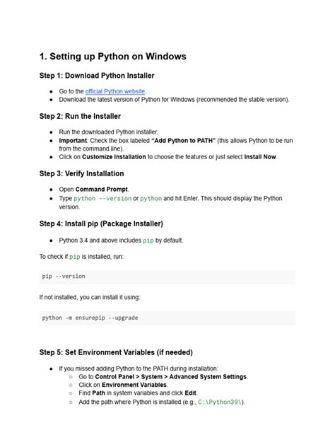 Python Installation Setup Guide Pdf Python Programming Language