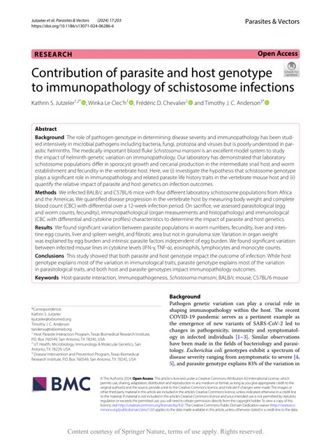 Pdf Contribution Of Parasite And Host Genotype To Immunopathology Of