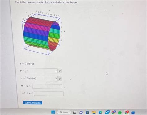Solved Finish The Parametrization For The Cylinder Shown Chegg