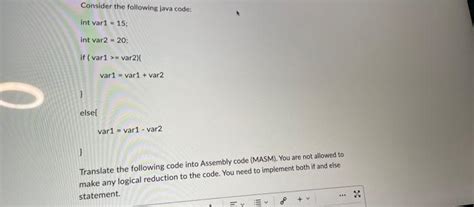 Solved Consider The Following Java Code Int Var 1 15 Int
