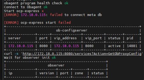 Odb 部署 Ocp Express 集群：start Ocp Express 报错 Failed To Connect Meta Db