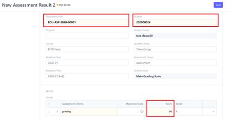 failed to create assessment result using frappe rest api education