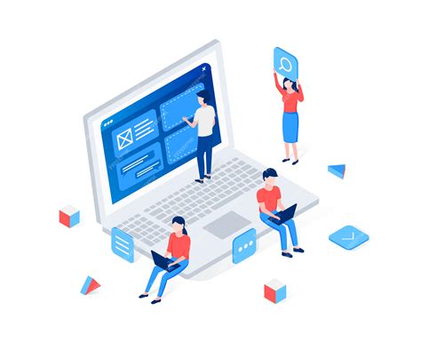 웹 개발 Ui 또는 Ux 아이소 메트릭 개념 프리미엄 벡터