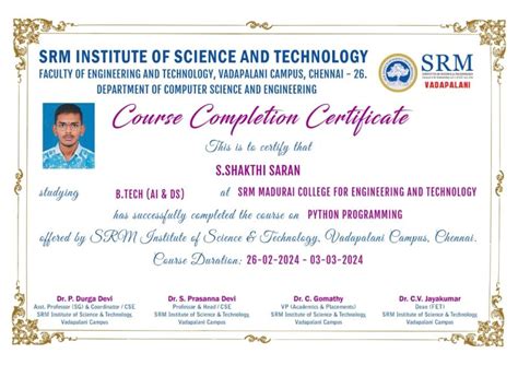 Shakthi Saran S On Linkedin Excited To Share The Python Programming Course Completion Certificate