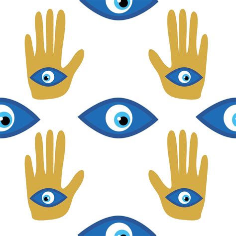 Evil Eye Seamless Pattern Magic Witchcraft Occult Symbol Line Art