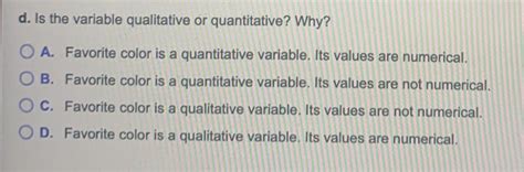 solved identify each of the following variables as