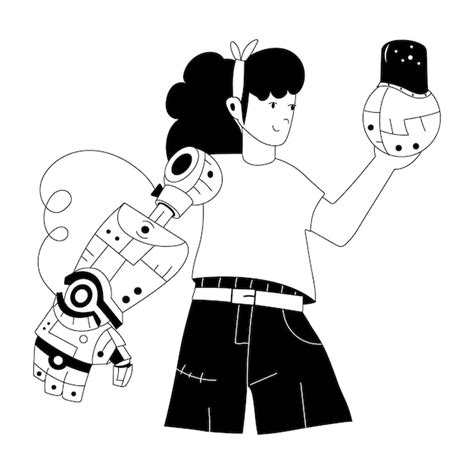 Premium Vector A Glyph Illustration Of Human Robot