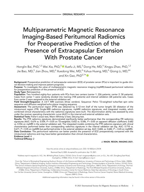 Pdf Multiparametric Magnetic Resonance Imaging‐based Peritumoral