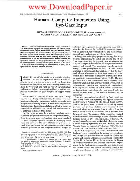 Pdf Human Computer Interaction Using Eye Gaze Input Ieee Trans Syst