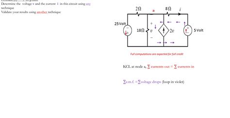 solved determine the voltage v and the current i in this