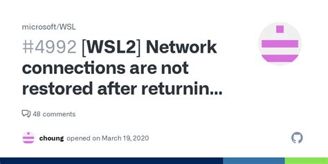 [wsl2] Network Connections Are Not Restored After Returning From Windows Sleep Mode · Issue