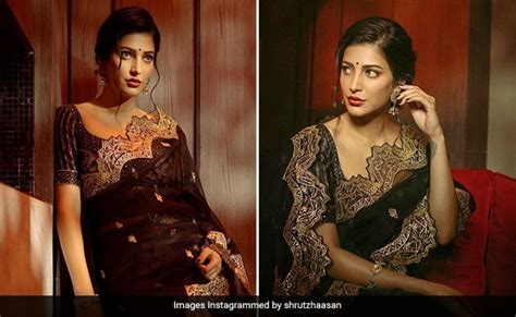 Shruti Haasan In A Vintage Inspired Black Organza Saree Belongs To