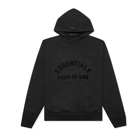 Fear Of God Essentials Black Bonded Hoodie Jet Black Lacedup