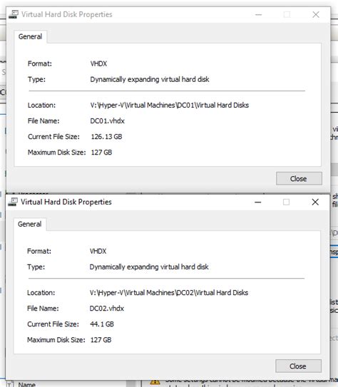 problem starting hyper v vm not enough disk space virtualization