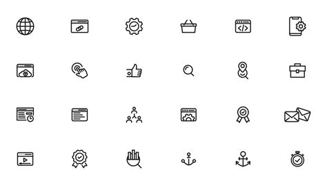 Search Engine Optimization And Web Development Thin Line Web Icon Collection 43765858 Vector