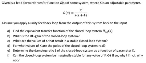 Solved A Find The Equivalent Transfer Function Of The