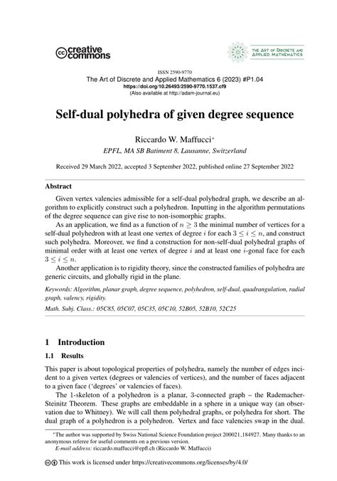 Pdf Self Dual Polyhedra Of Given Degree Sequence