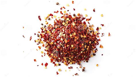 Composition With Chili Pepper Flakes On White Background Top View