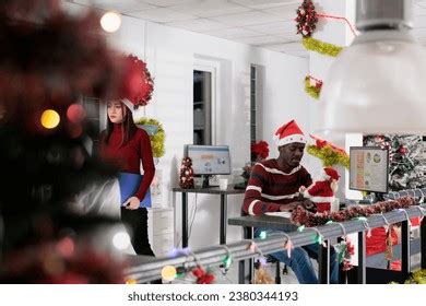 African American Employee Imputing Data On Stock Photo 2380344193