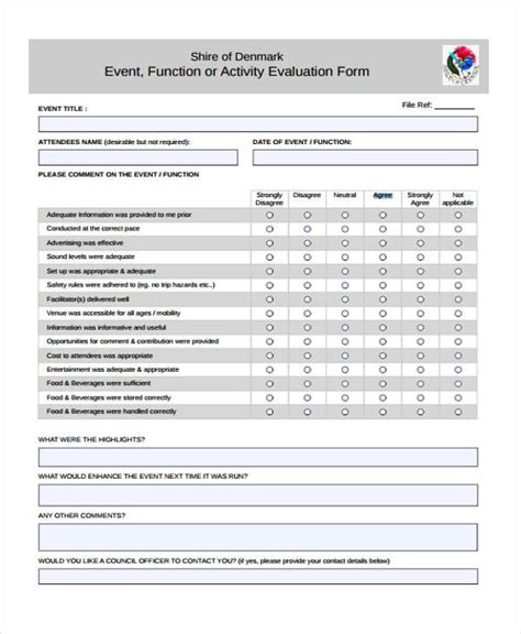 Free 16 Event Evaluation Forms In Ms Word