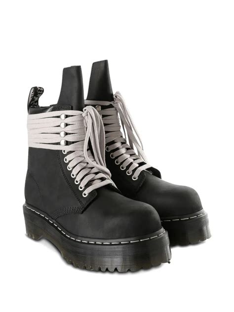 Dr Martens X Rick Owens Quad Sole Steel Toe Combat Boots Black