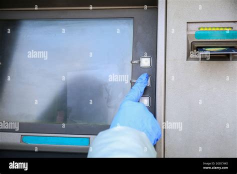 Woman Withdrawing Money From ATM Closeup Stock Photo Alamy