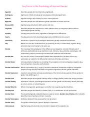 Key Terms Related To Sex And Gender Pdf Key Terms In The Psychology Of Sex And Gender Agender