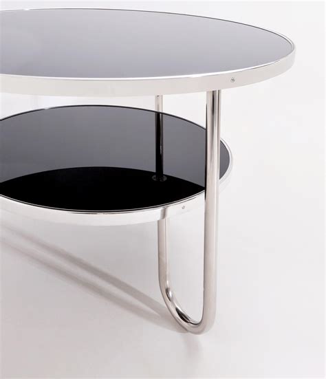 Modernist Round Coffee Table Chromium Plated Tubular Steel Glass Tops