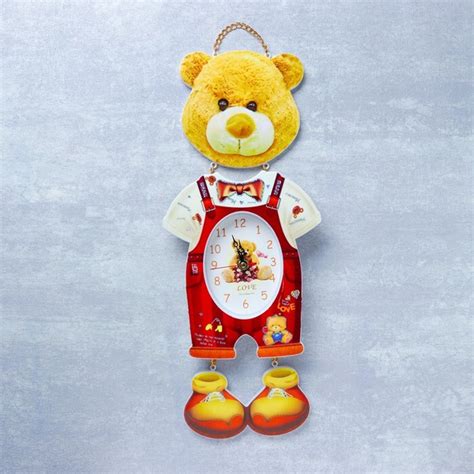 Часы настенные серия Детские Мишка в комбинезоне дискретный ход 16 х 42 см 1 АА 1 шт