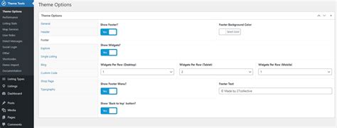 General Footer Options Docs