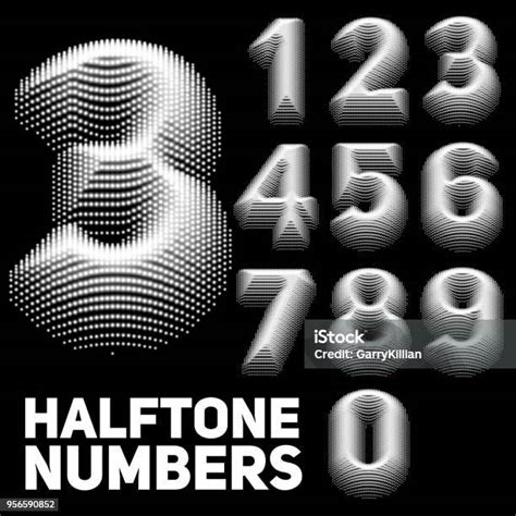 벡터 하프톤 양각 숫자의 집합입니다 양각된 숫자 점선 흑백 디자인입니다 하프톤에 대한 스톡 벡터 아트 및 기타 이미지 하프톤 1 3 Istock