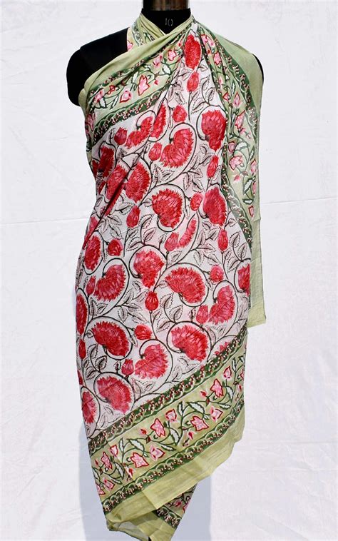 100 Cotton Floral Kalamkari Batik Indian Hand Block Print Women Sarong Pareos Swimwear Sarongs