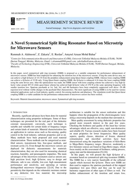 Pdf A Novel Symmetrical Split Ring Resonator Based On Microstrip For