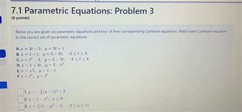 Parametric Equations Problem Points Below Chegg Com