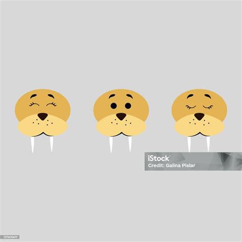 배경에 고립 된 열린 눈을 가진 귀여운 월러스의 총구 장식 및 디자인 엽서 직물 포장 아기 섬유 포스터 배너 책에 대한 스톡 벡터 일러스트 레이션 매너티에 대한 스톡 벡터