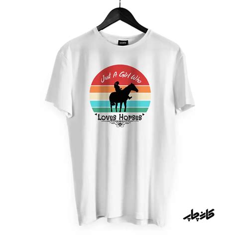 تیشرت دختر اسب سوار ریترو کارن چاپ چاپ تیشرت طرح دلخواه