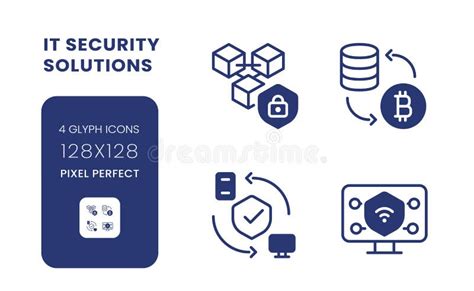 Data Privacy Solutions Black Solid Desktop Icons Pack Stock Vector