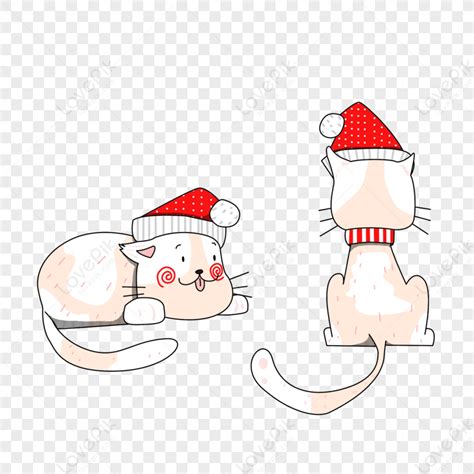 손으로 그린 선형 평면 새끼 고양이 일러스트 뒷면만화크리스마스 Png 일러스트 무료 다운로드 Lovepik