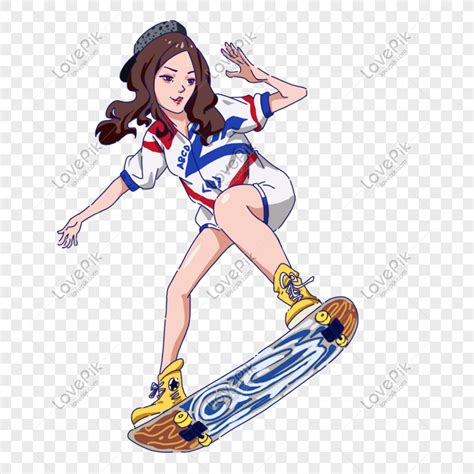 스케이트 보드 소녀 Png 일러스트 무료 다운로드 Lovepik