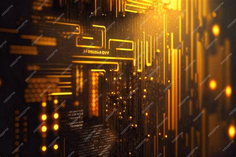 premium photo a luminous gold programming code abstract technology