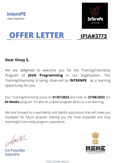 Vinay S On Linkedin Internpe Internship2023 Java