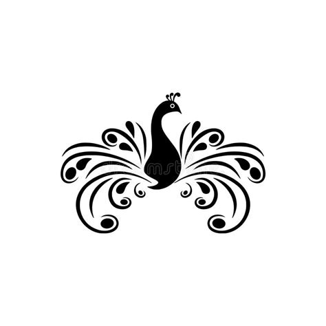 Black Peacock Icon Isolated On White Background Stock Vector