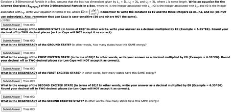 Solved Consider A 3 Dimensional Particle In A Box Assume