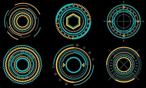 Premium Vector Set Of Circular Digital Technology