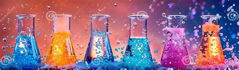 Chemical Reactions Taking Place In A Laboratory Setting With Colorful Liquids Bubbling And