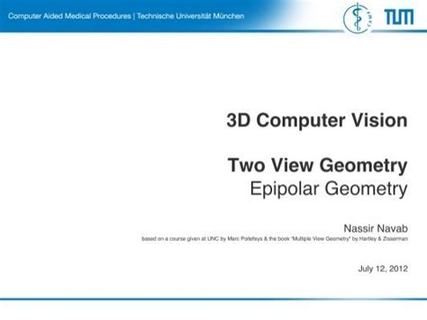 3d Computer Vision Two View Geometry Epipolar Geometry