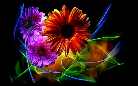 Neon Flowers Wallpaper