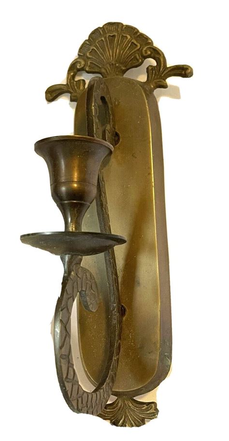 Vintage Candle Holder Wall Decor Hanging Brass Color Cast Iron 10 58