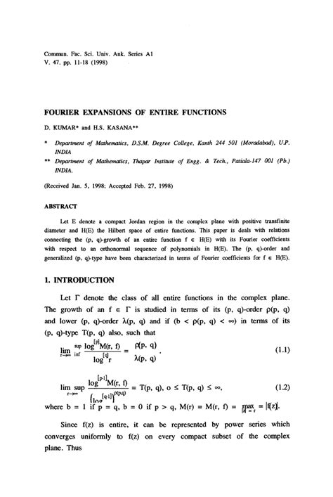 Pdf Fourier Expansions Of Entire Functions
